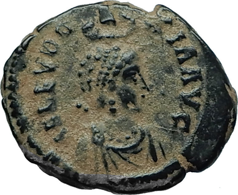 EUDOXIA Arcadius Wife 401AD Authentic Ancient Roman Coin VICTORY CHI ...