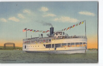 "SS Wayne" Lake Superior Ship~Duluth Michigan MI~Curteich Linen ...