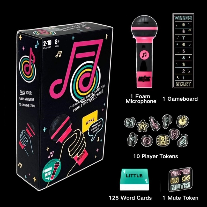 Grab The Mic Fun Music Card Game Family Karaoke Party Board Games 2-10 ...