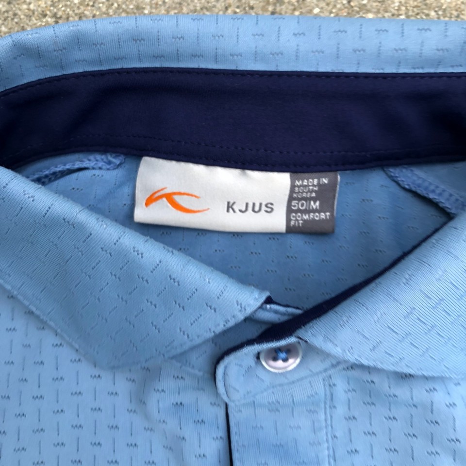 KJUS Performance Polo Shirt Men's MED Blue Comfort Fit Golf Collared ...