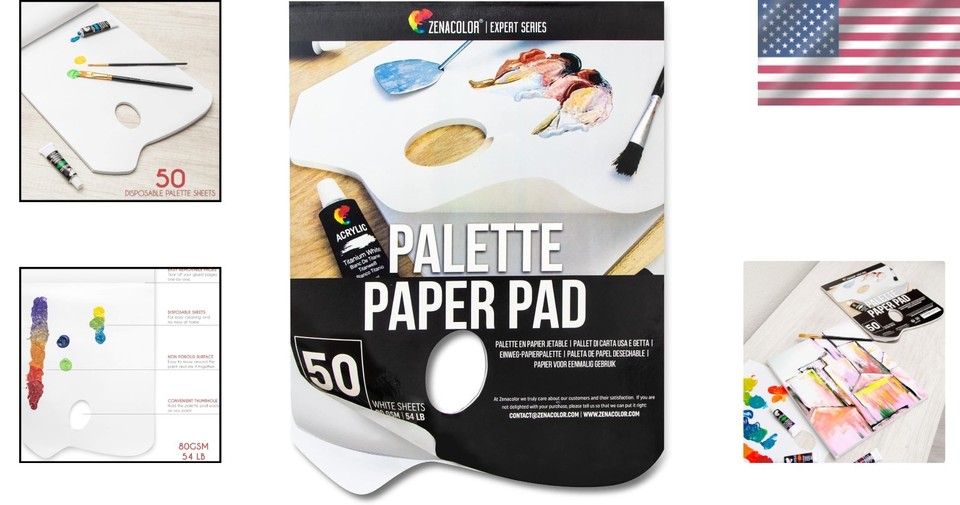 Paint Palette Pad 50 Sheets Disposable Artist Mixing Palette for Oil ...