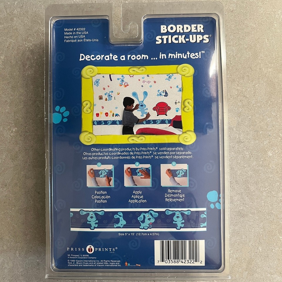 1999 Vintage Blue's Clues Wallpaper Border Stick-Ups 5"x15" NEW | eBay