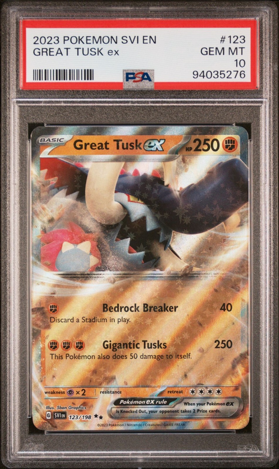 Great Tusk ex 2023 Scarlet & Violet #123/198 Double Rare Price Guide ...