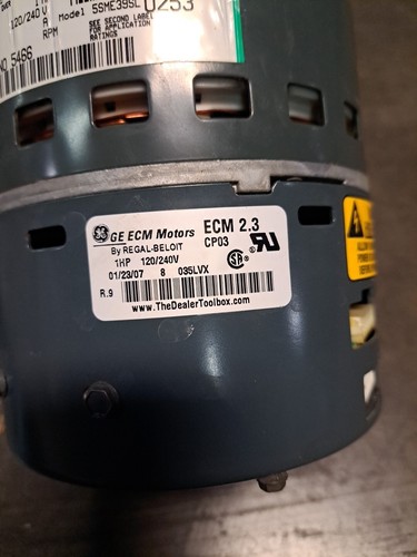 GE ECM 2.3 / 5SME39SL0253 1 HP ECM Blower MOTOR 120/240 W/ MODULE CP03 ...