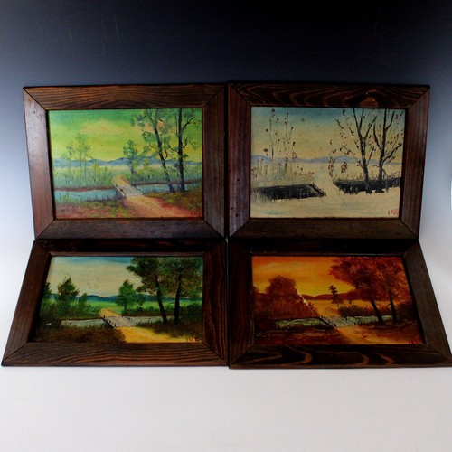 Four Primitive Folk Art Paintings by Ike Dolter | eBay