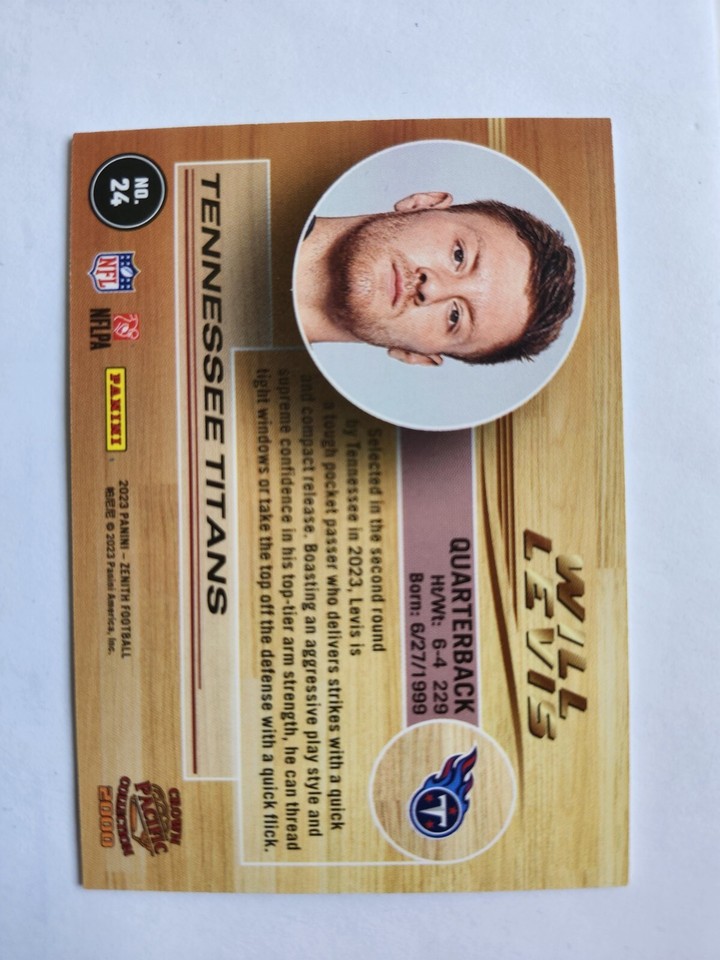 2023 Panini Zenith Will Levis RC 2000 Pacific Crown Collection #24 ...