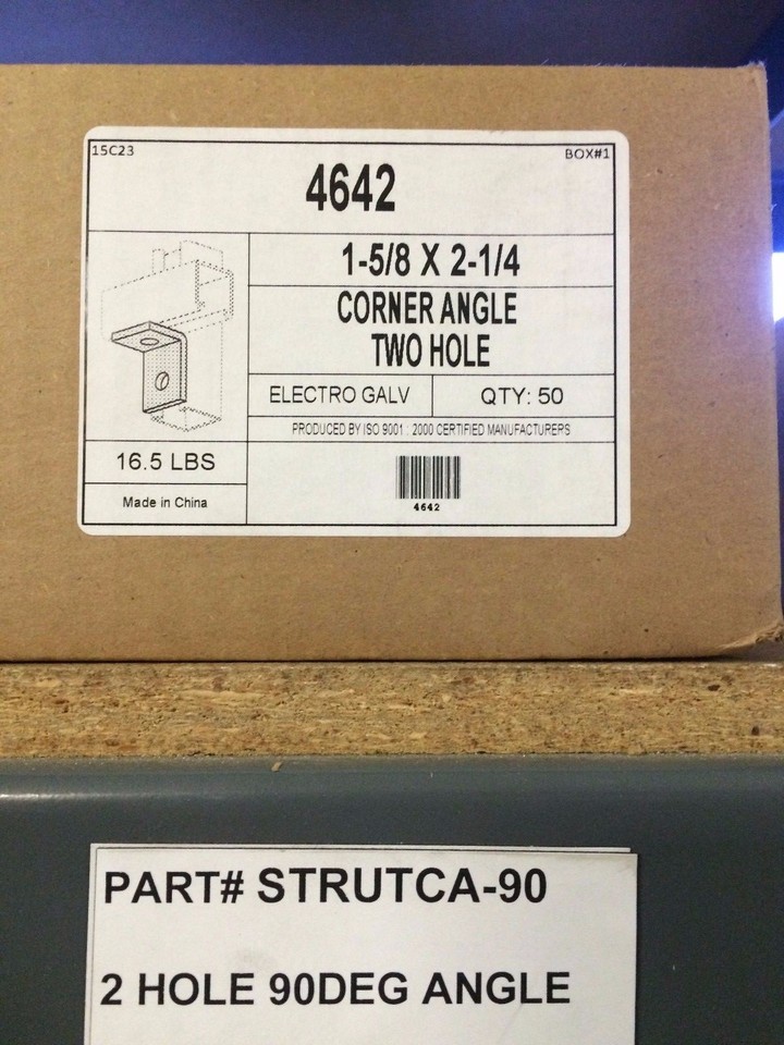 (QTY 50) #4642 P1068 2 Hole 90DEG Corner Angle for Unistrut Channel Two ...