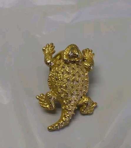 VTG Horny Toad Jewelry Tack Pin Gold Tone Whimsical Lizard 1" | eBay