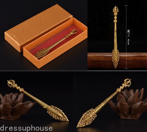 BLESSED GOLD GILT RUITAL PENDANT TIBET MAGIC SWORD OF MANJUSHRI CUT ...