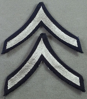 US Army - USAAF WW II Sleeve Rank Insignia Private First Class - Silver ...