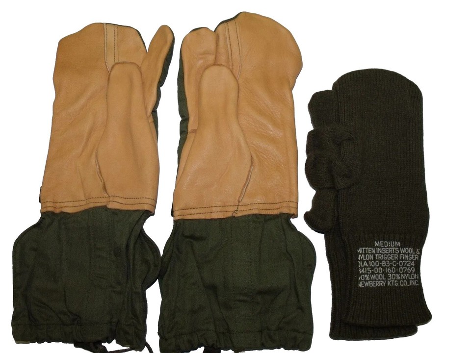 US Army Cold Weather Woodland Camo Trigger Finger Shell Gloves ...