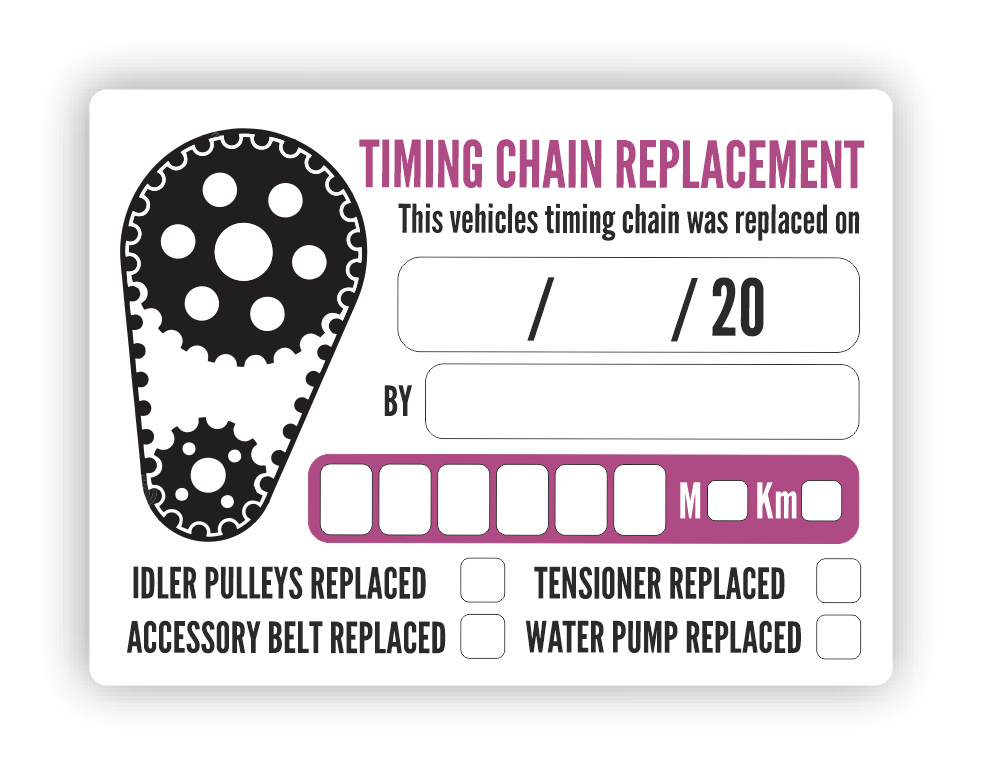 10 x Timing Chain Replacement Stickers - 76mm x 51mm - Service - MOT | eBay