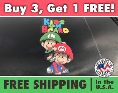 Super Mario Kids On Board Bumper Sticker Decal Sticker Super Mario and ...