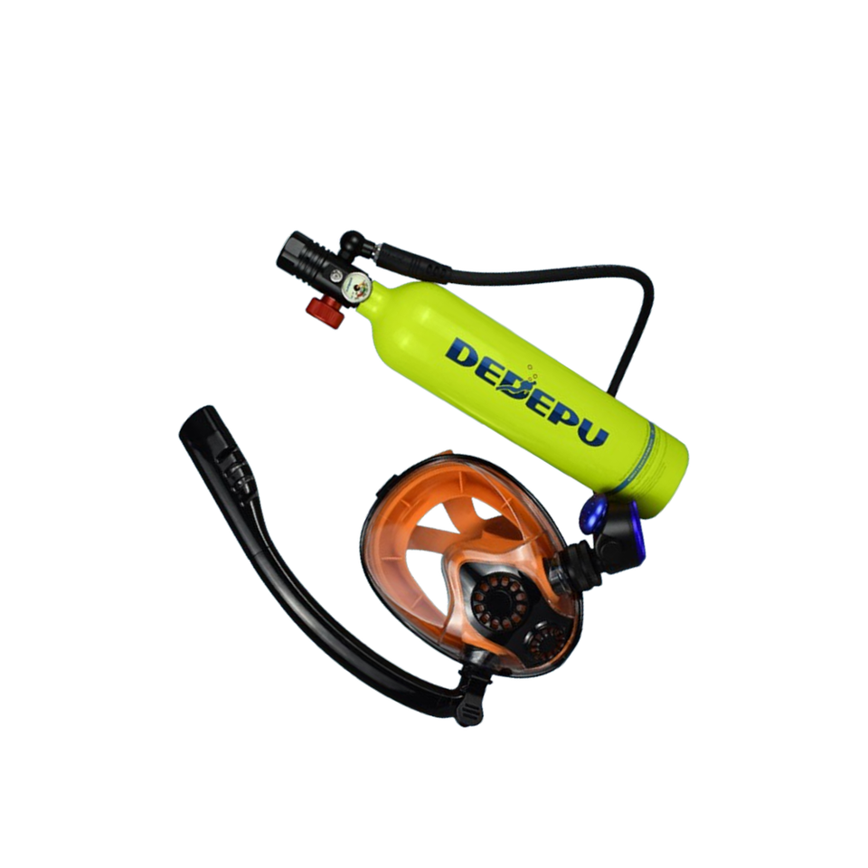 DEDEPU Scuba Diving Kit 1L Oxygen Tank Full Face Diving Mask Set Dive ...
