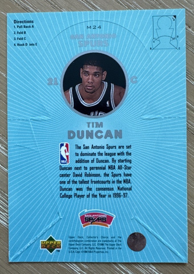 Tim Duncan RC — 1997-98 Upper Deck Collector's Choice NBA Miniatures ...
