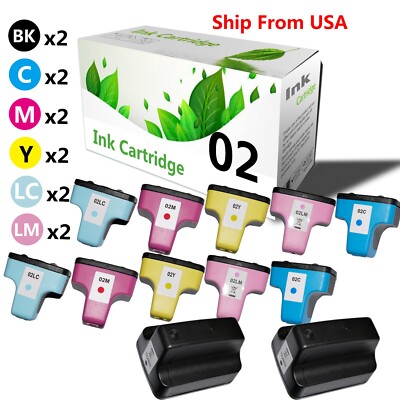 (6-Colors 2 sets) 02 02XL Ink Cartridge for PhotoSmart 3108 3110 C7200 ...