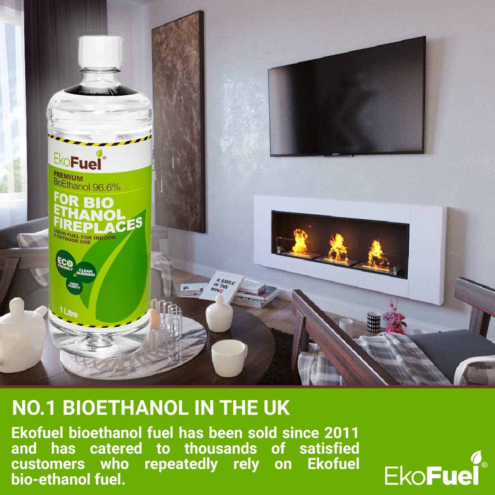 EKOFUEL Bio Ethanol Fuel – Premium Bioethanol for Liquid Fireplaces (48 ...