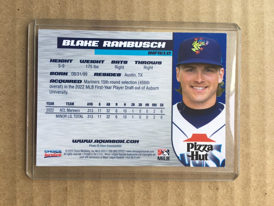 Blake Rambusch Everett Aquasox 2023 Autographed Card Seattle Mariners ...