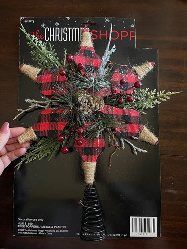 Christmas Tree Topper Star Rustic Buffalo Check Country Farmhouse 10.25 ...