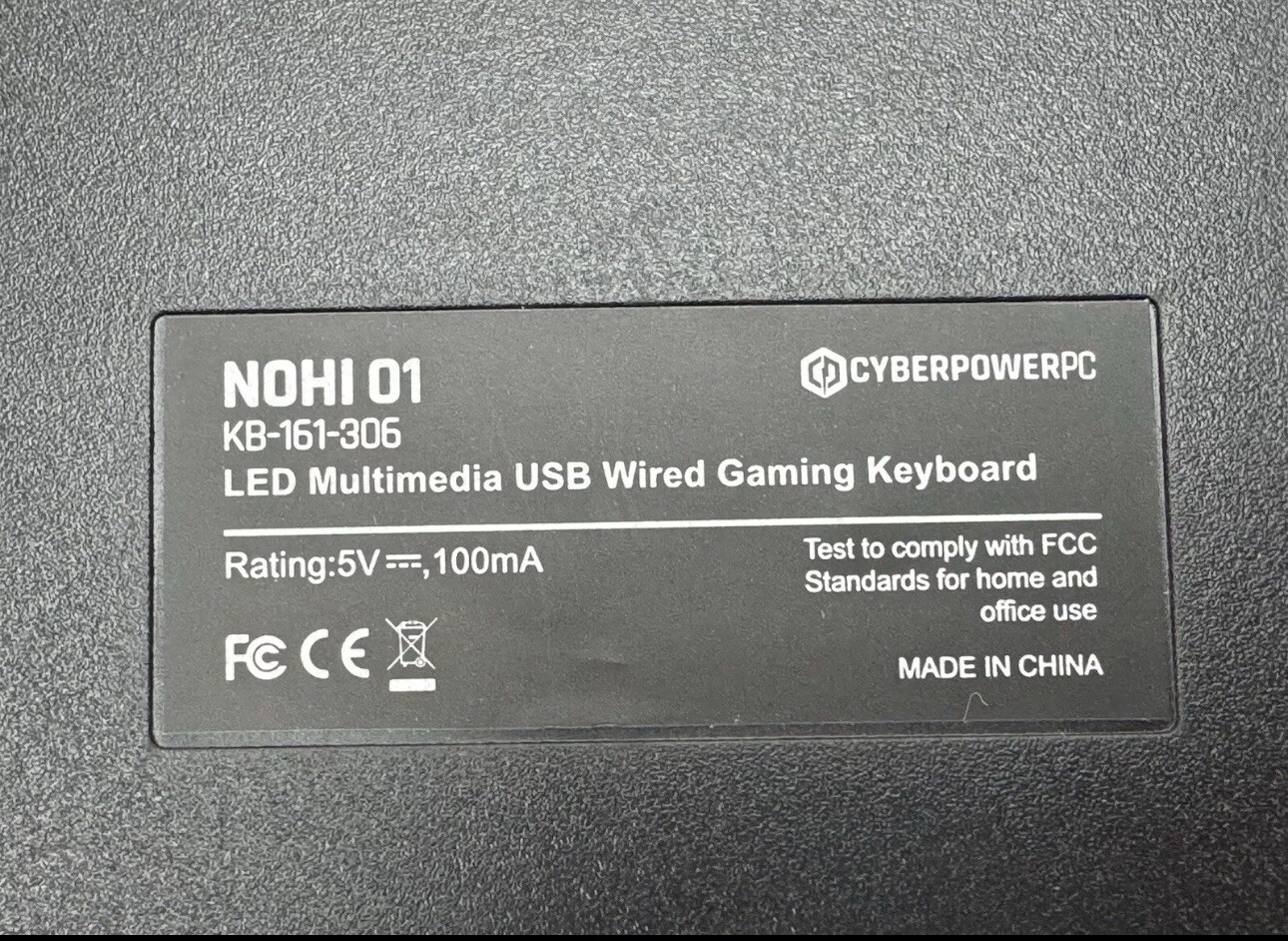 CyberpowerPC Play Ready NOHI 01 Wired Keyboard KB-161-306- LED Gaming ...