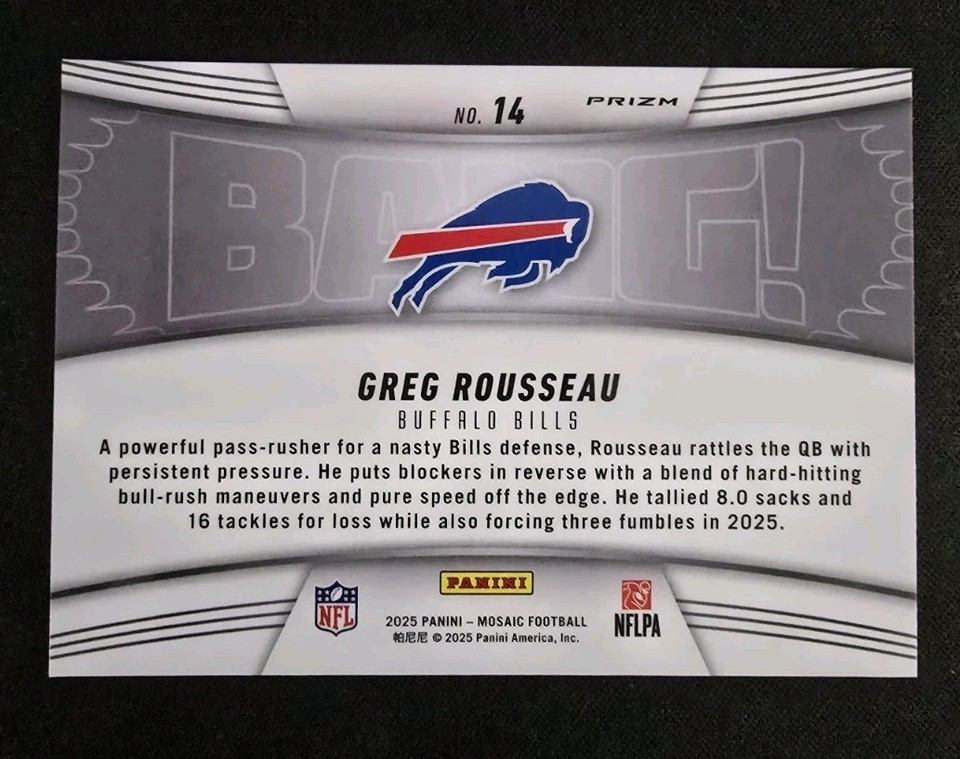 2025 Panini Mosaic - Bang! Greg Rousseau #14 Mosaic Pink Fluorescent ...