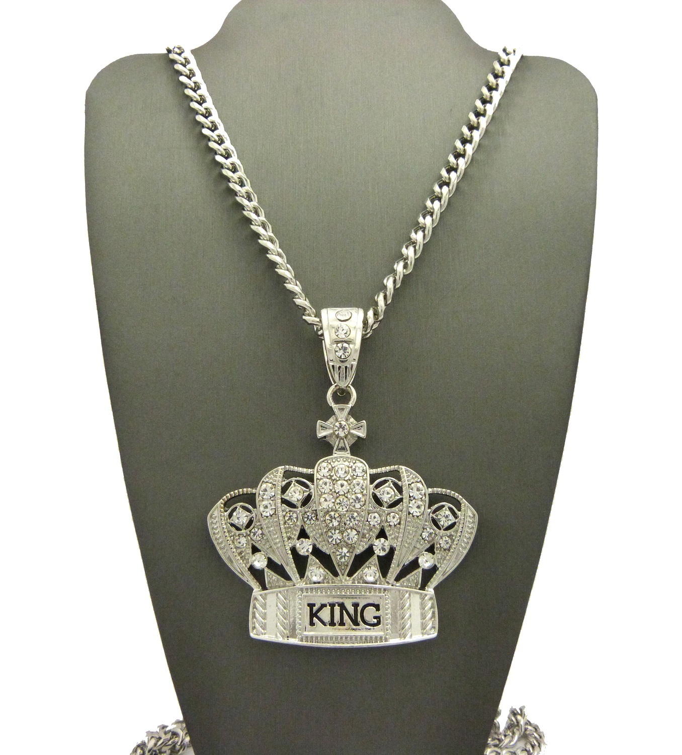 NEW KING CROWN PENDANT & 36" CUBAN CHAIN HIP HOP NECKLACE - XYP10R | eBay
