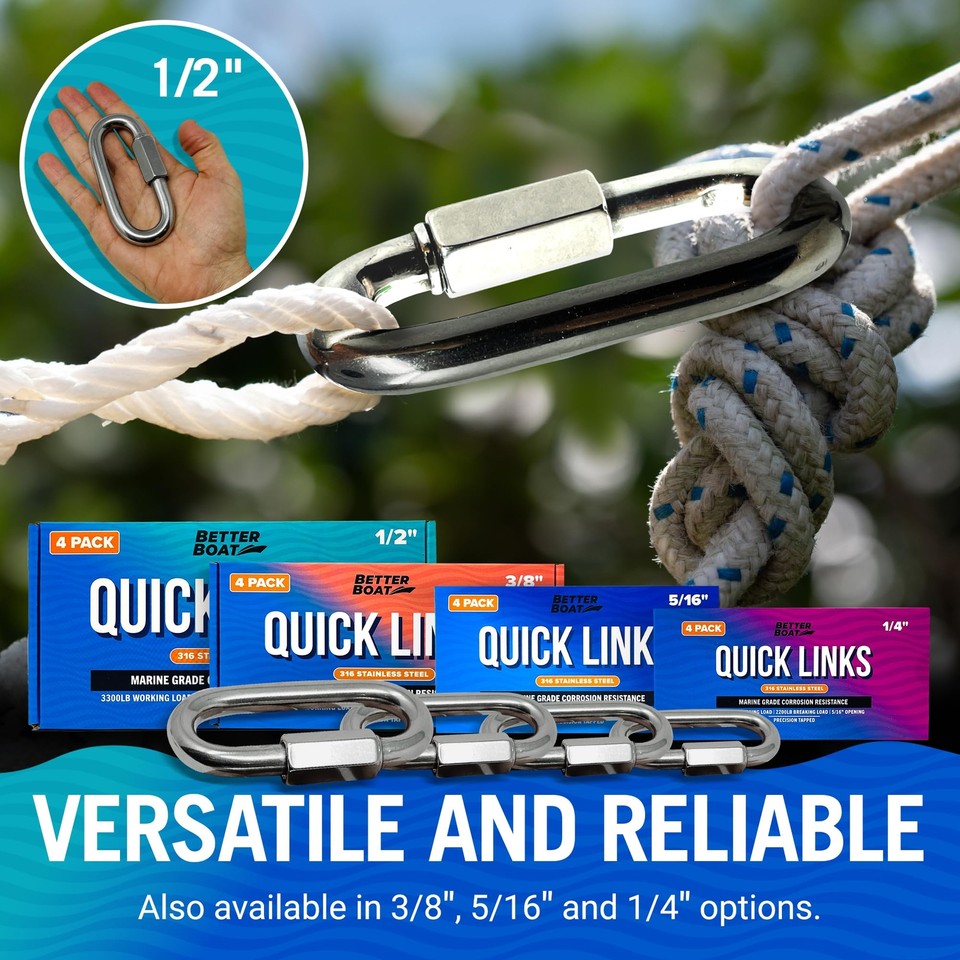 316 Stainless Steel Locking Carabiner Threaded Quick Link Chain Link ...