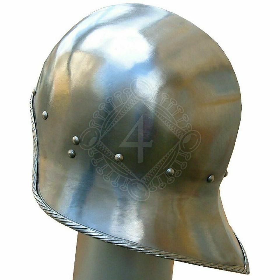 Medieval Knight Open German sallet Armor Helmet Silver Polish | eBay