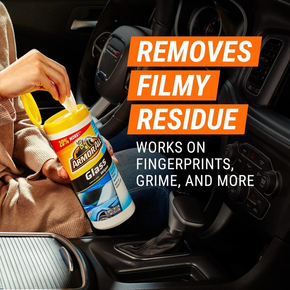 Armor All Car Glass Wipes, Auto Glass Cleaner for Film and Grime, 30 ...