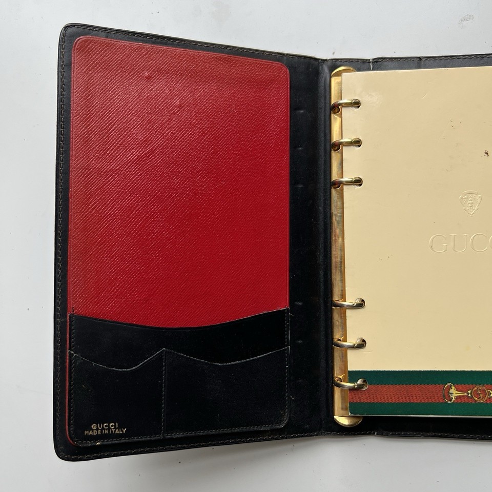 Vintage Gucci Note Book Filofax Phone Book Personal Planner Brown Black ...
