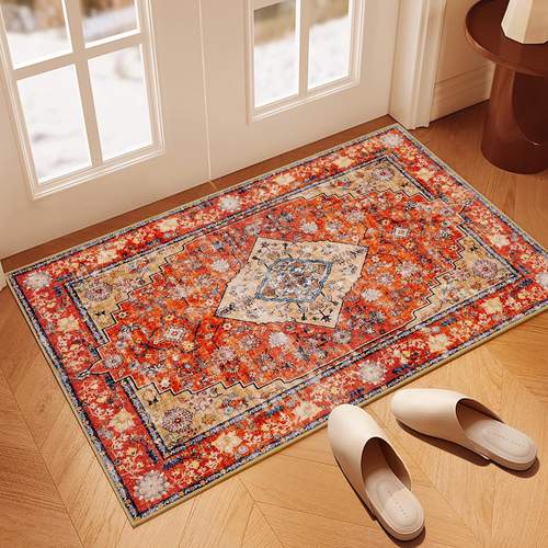 Boho Floral Rugs for Entryway - 2X3 Washable Indoor Door Mat, Soft ...