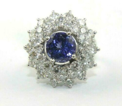 Lab Created With Round Cut Blue Tanzanite Gemstone Solitaire Style ...