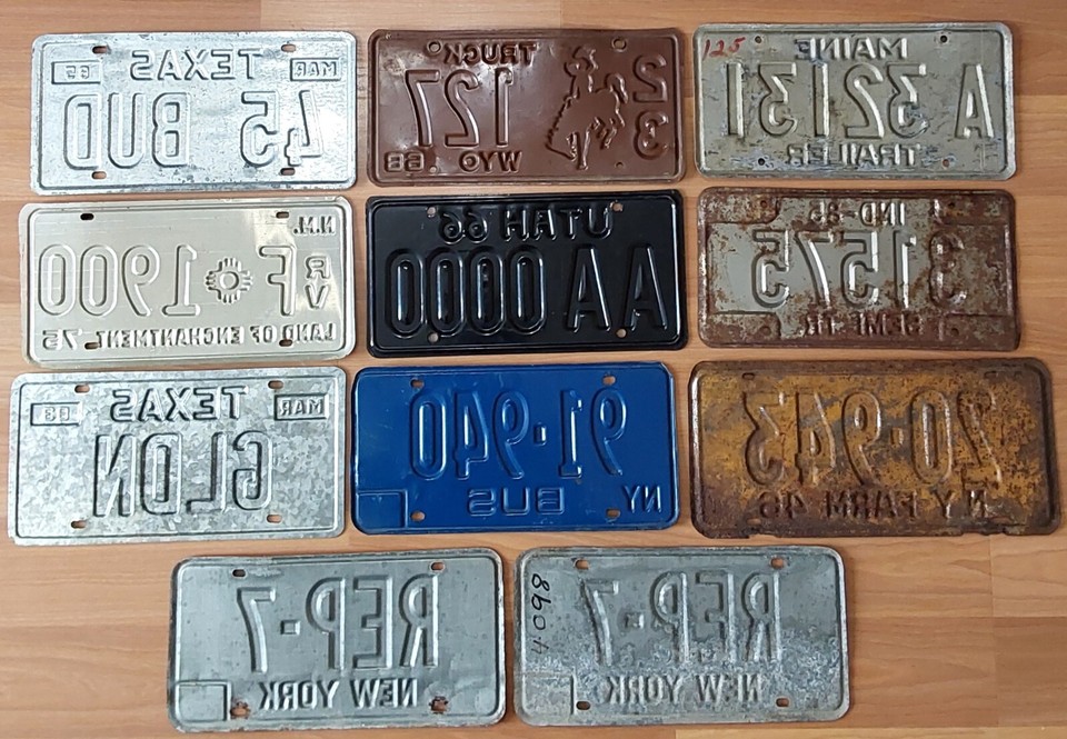 OLD VTG LICENSE PLATE LOT OF 11 SPECIALTY COLLECTION VANITY MIXED STATE ...