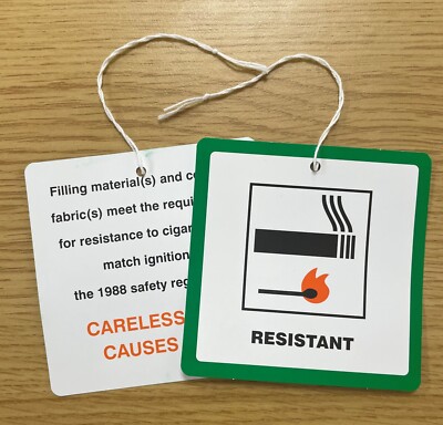 FIRE RESISTANT LABEL/TAG FOR FURNITURE/UPHOLSTERY - PACK OF 25 | eBay UK