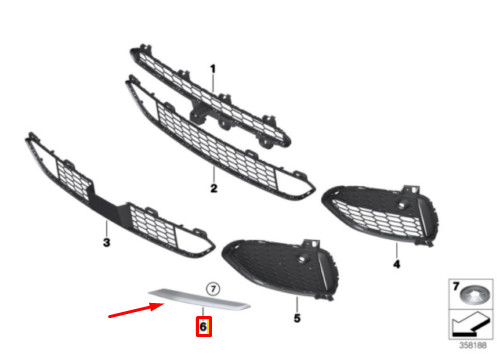 Genuine BMW X5 F15 Front Bumper Grille Trim Right OEM 51118056868 for ...