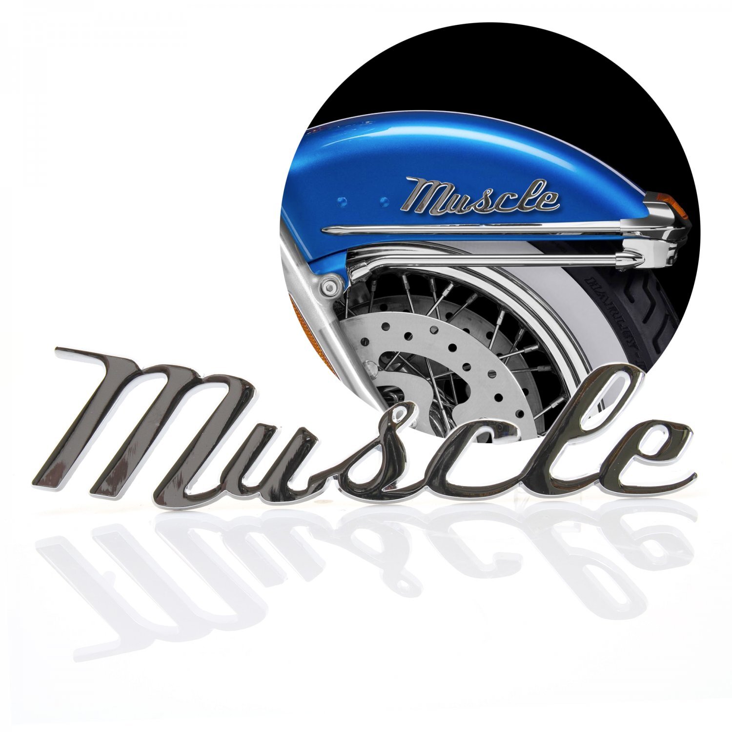 Chrome Metal "Muscle" Car Script Lettering Fender Emblem Badge Car Auto ...