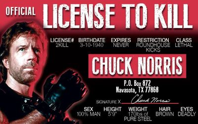 CHUCK NORRIS - plastic ID card Drivers License - norriss License to ...