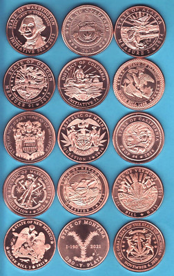 "Legalized" CANNABIS "SET" 1 oz. Copper Rounds 15 Coins "STATES ...