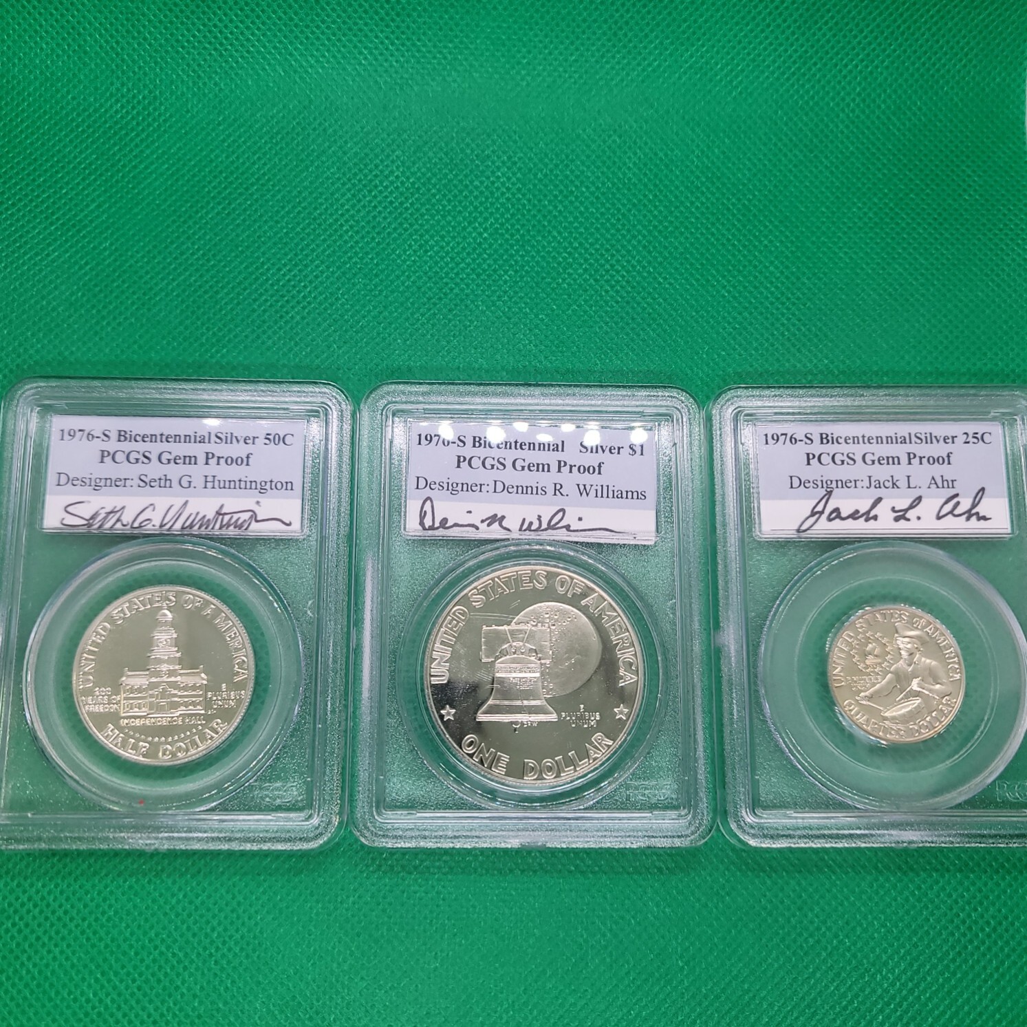 1976-S Silver Bicentennial Set PCGS Gem Proof Designer Signed 3 Coins ...