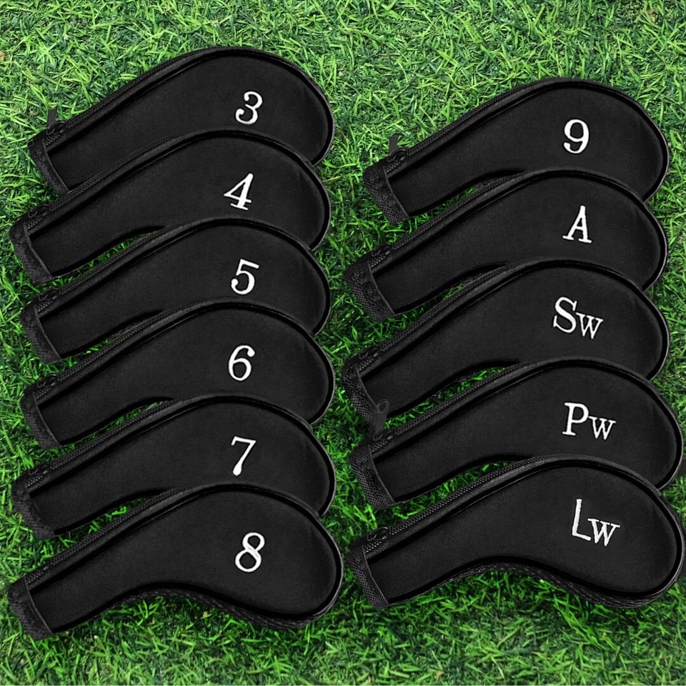Golf Iron Head Covers Zippered 11pc Set 3-LW For LEFT & RIGHT Handed ...