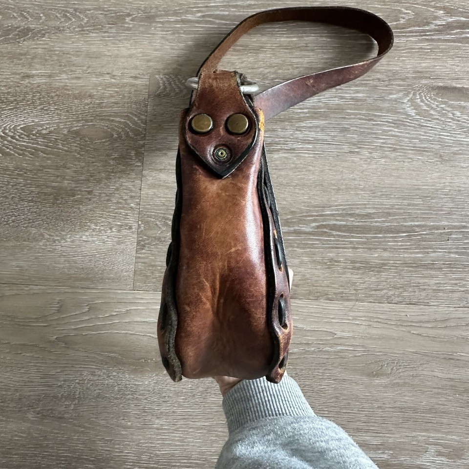 Vintage 60’s,70's Hard Leather Saddle Bucket Shoulder Bag Purse Boho ...