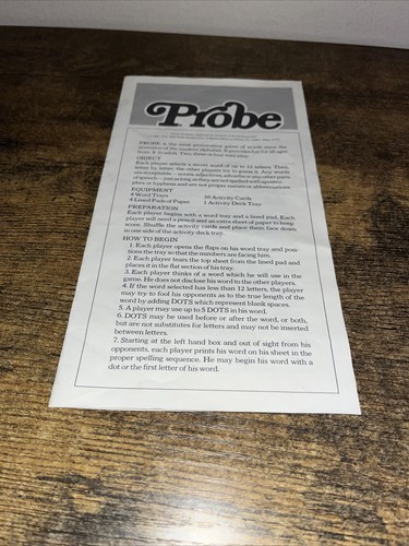 Probe Replacement Pieces Instruction Rules Book Vintage 1976 | eBay