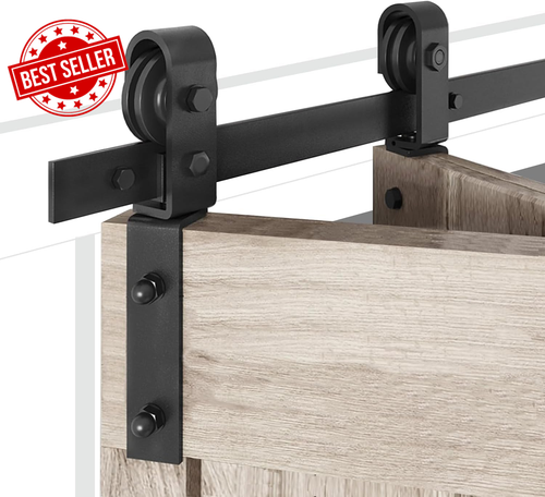36” Bifold Barn Door Hardware Kit–Black Side Mount Track for 2 Doors ...