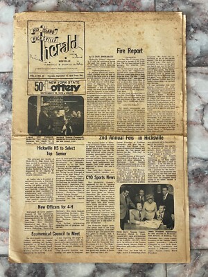 1974 September 12 Mid-Island Hicksville Herald Original Newspaper 12 ...