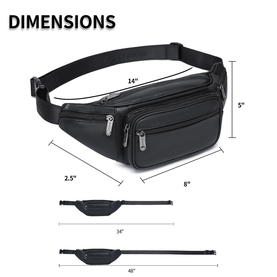 Genuine Leather Fanny Pack/Waist Bag/Organizer with Adjustable Belt ...