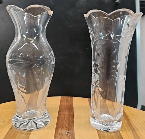 Two ROYAL DULTON 5 " Etched Crystal Vases | eBay