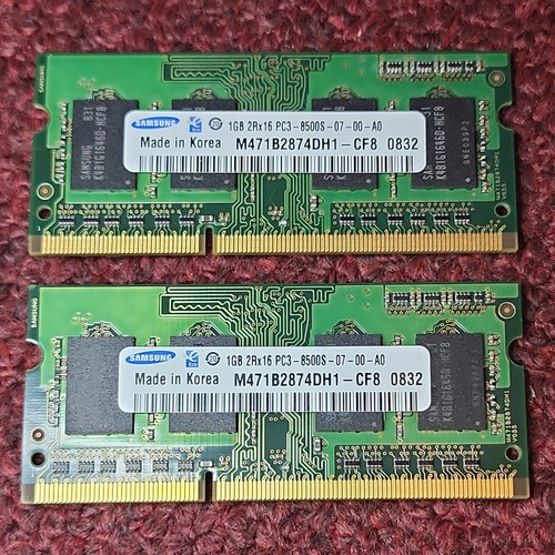 Lot of 2 Apple Mac Memory 2GB RAM DDR3-1066 (2x1GB) 1RX8 PC3-8500S ...