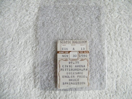BRUCE SPRINGSTEEN - Ticket Stub Nov 30 1980, Civic Arena Pittsburgh PA ...