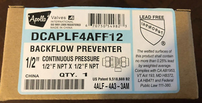 Apollo DCAP4AFF12 Backflow Preventer 1/2" x 1/2" NPT model# 4ALF-4A4A ...