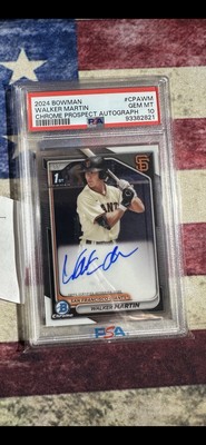 WALKER MARTIN 2024 BOWMAN 1st CHROME PROSPECT AUTO CPAWM Giants PSA 10 ...